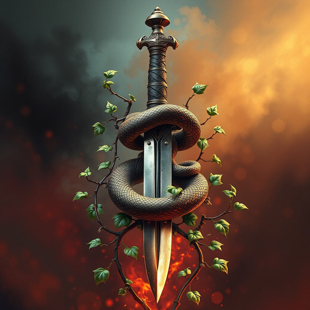 a medieval sigil - Medieval Dagger Sigil with Snake and Vin...