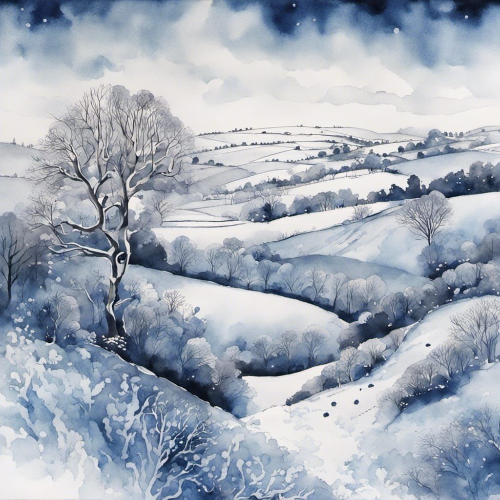 Blue snowscape - AI Generated Artwork - NightCafe Creator