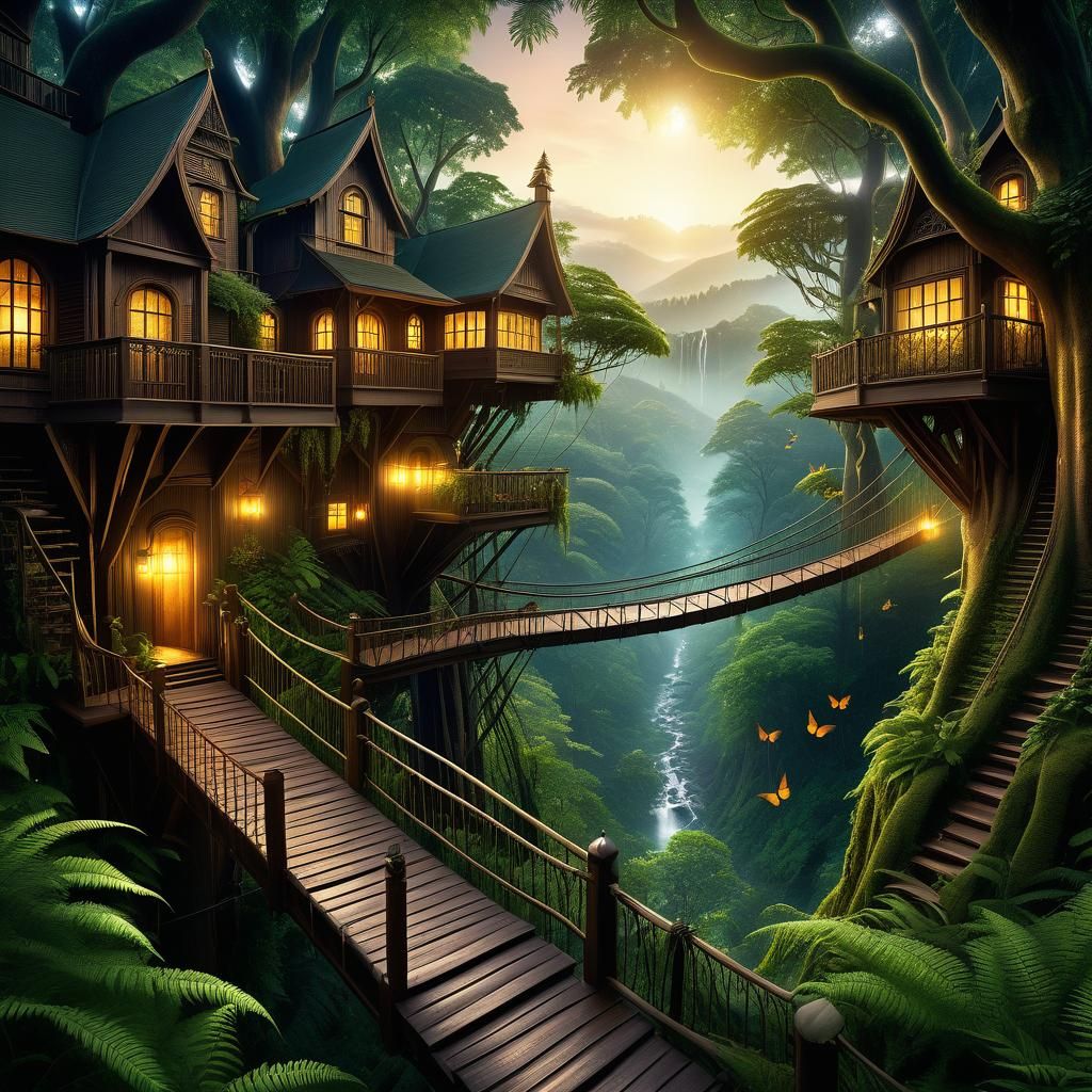 Tree houses in Mirkwood. - AI Generated Artwork - NightCafe Creator