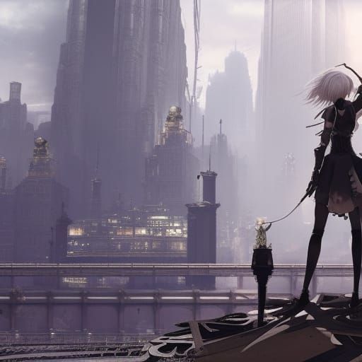 Nier Automata style - AI Generated Artwork - NightCafe Creator