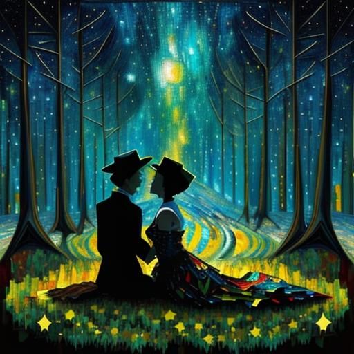 "The Starry Night". Beautiful rustic mosaic patchwork, abstract ...