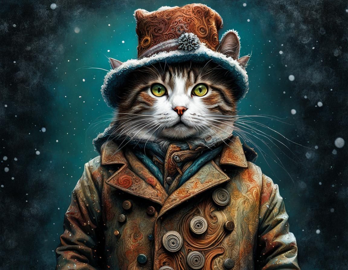 (Winter cat in a coat and hat 1.5) by Jean-Baptiste Monge and Norman ...