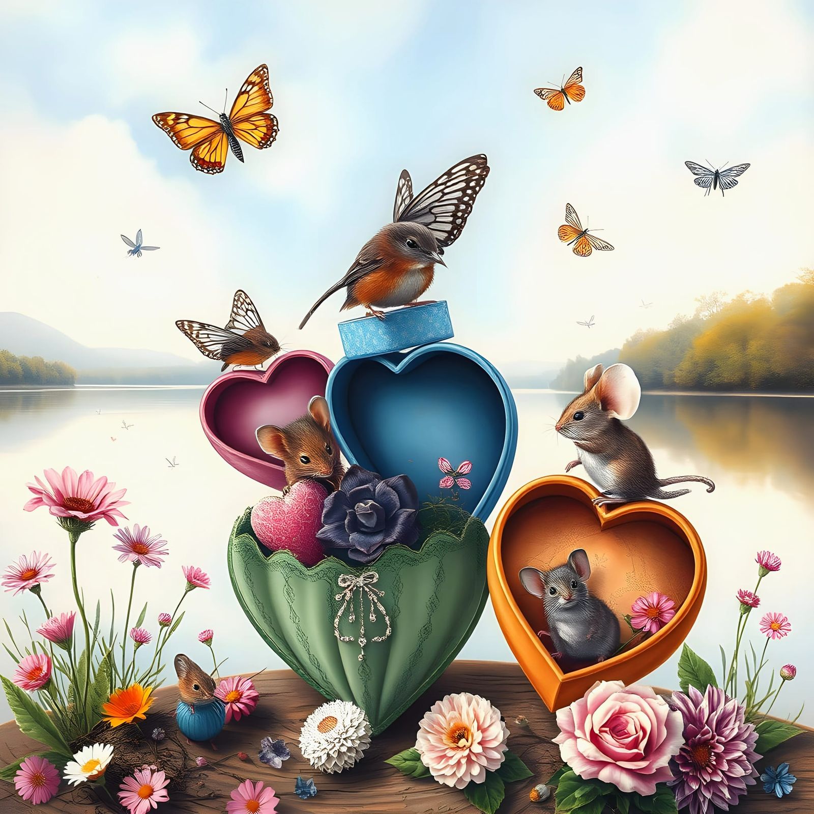 Pastel Whimsy in Dreamlike Heart Boxes - AI Art