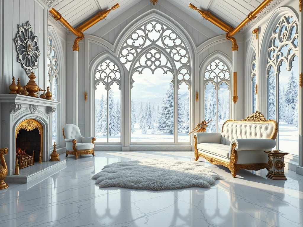 Gothic steampunk ice palace living room