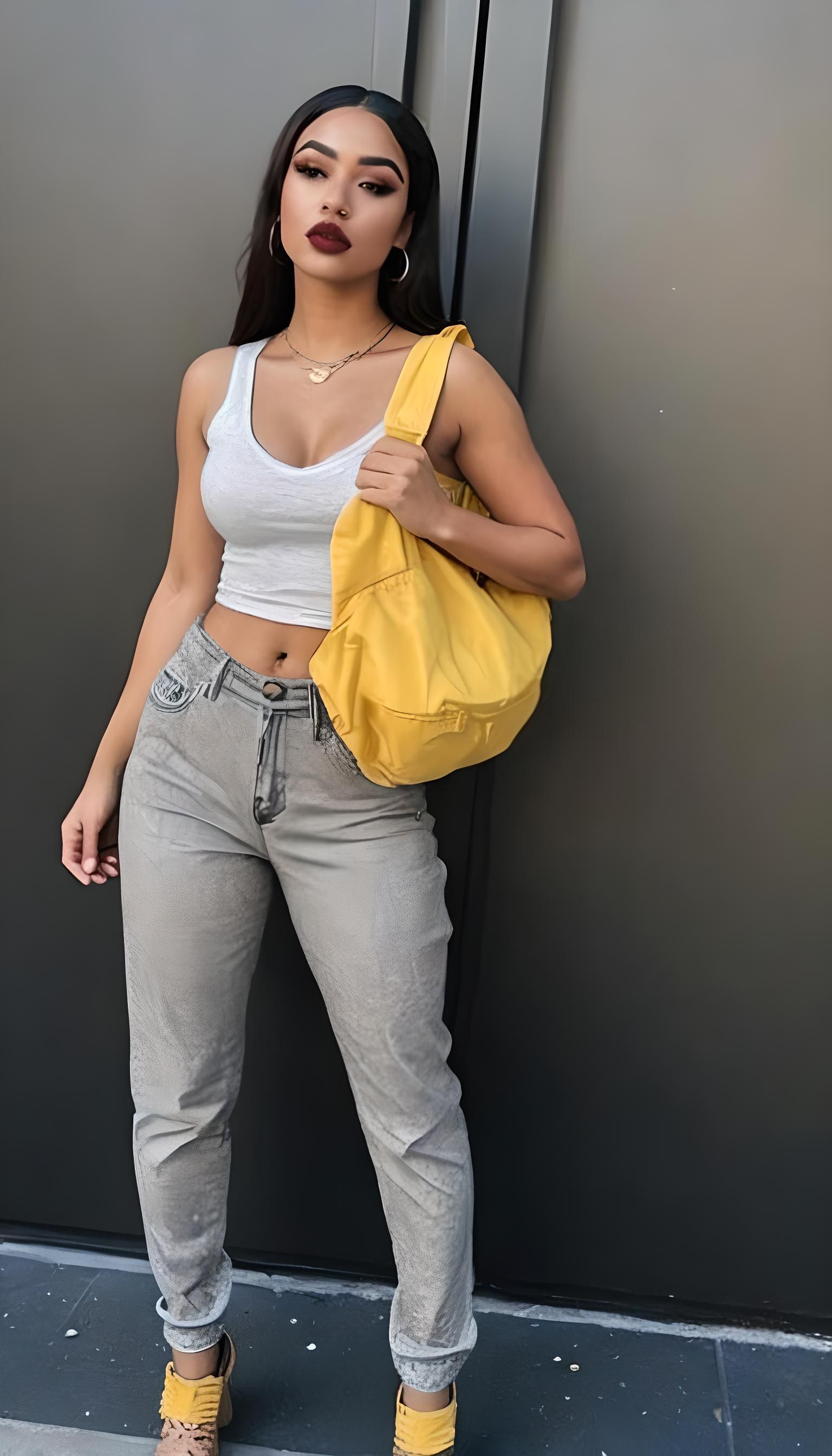 Pretty Hispanic Girl, big lips, curvy/skinny body build, stylish ...