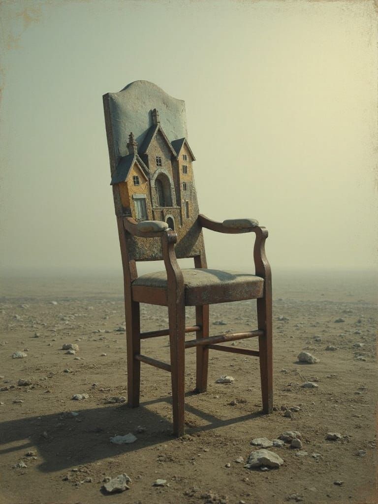 Surrealist Chair Born from Melting Houses in a Dre... - AI Art