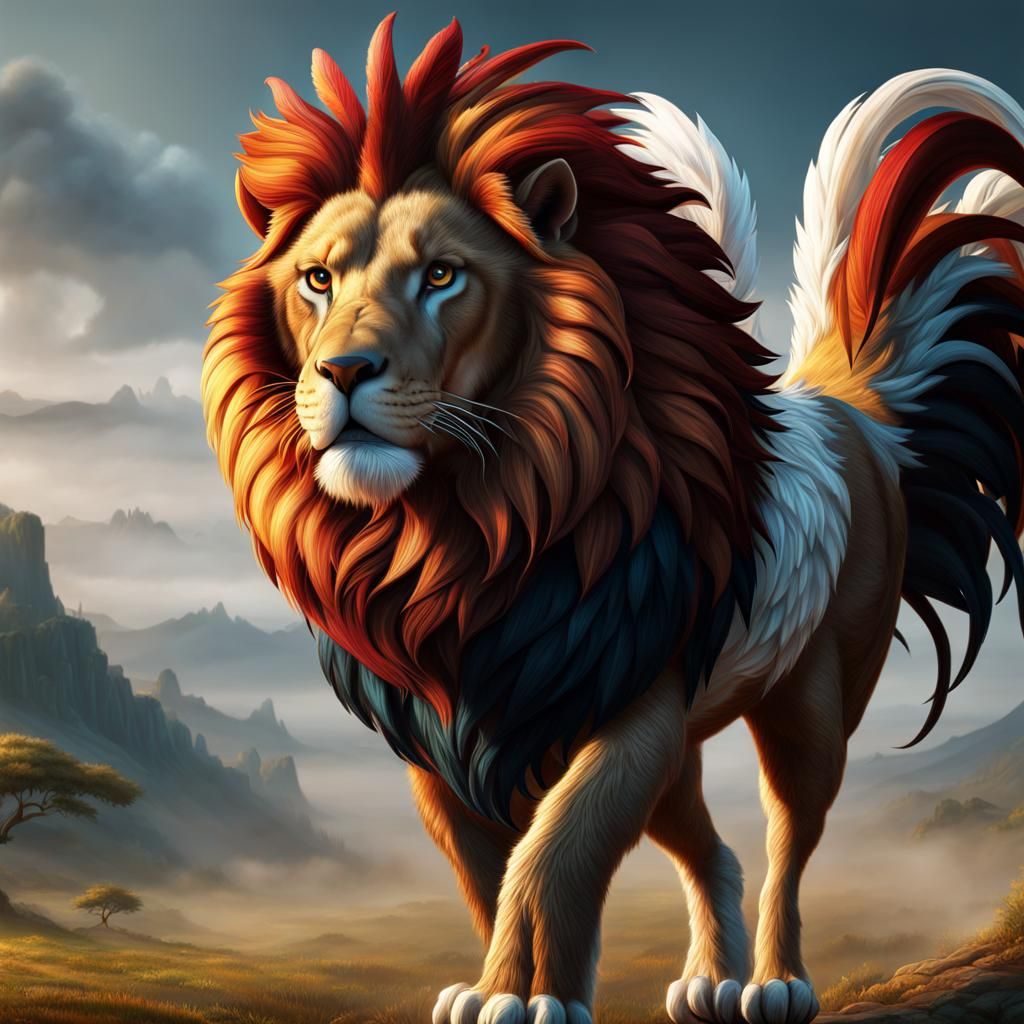 rooster lion hybrid, fantasy, cinematic, atmospheric, masterpiece ...