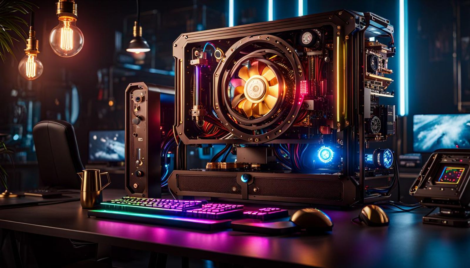 Steampunk Gaming PC - AI Generated Artwork - NightCafe Creator