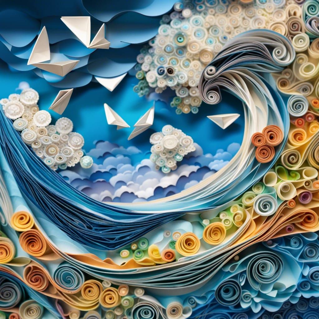 Papercraft Ocean Wave - AI Generated Artwork - NightCafe Creator