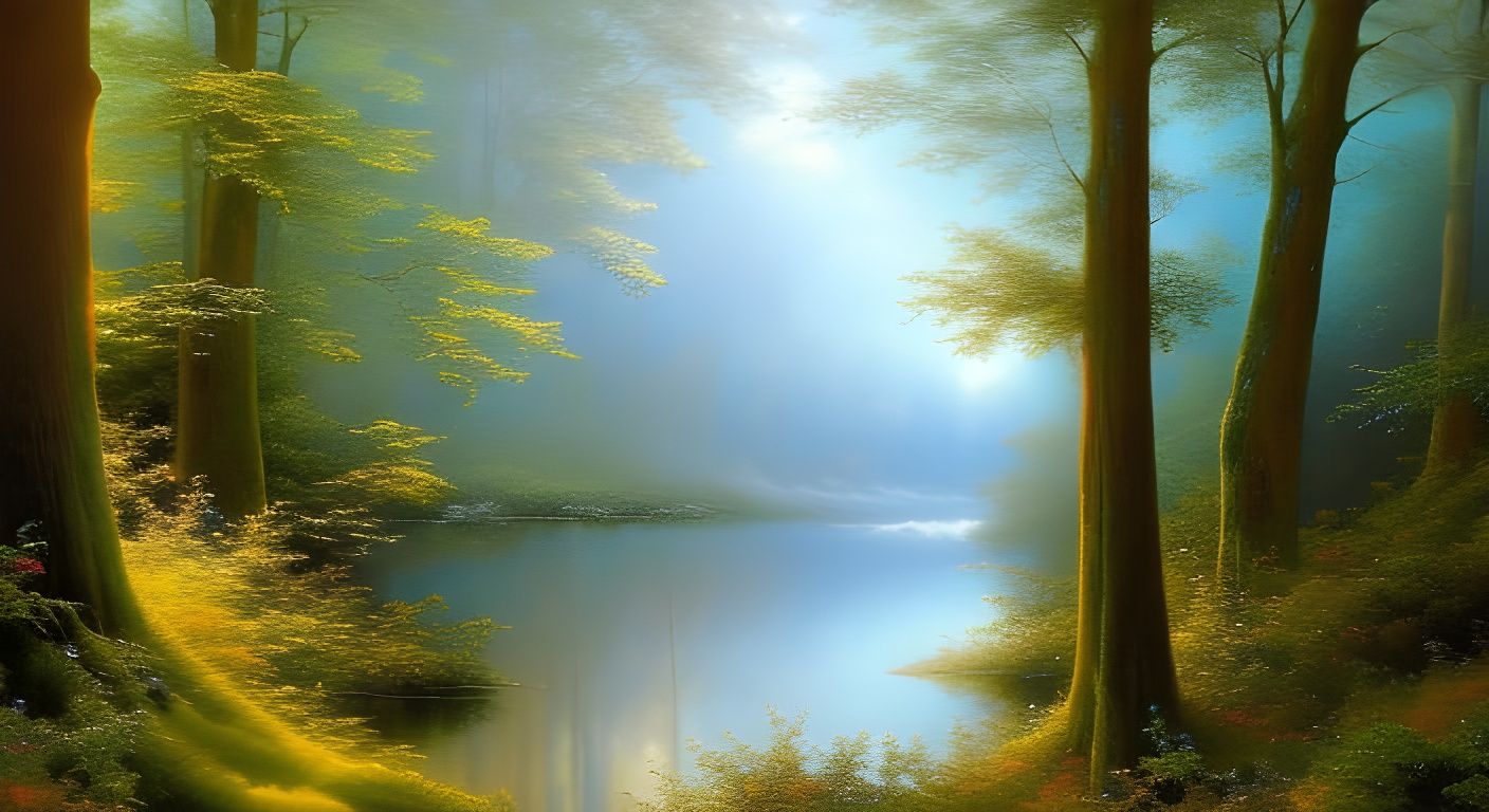 Hidden Pond in the Woods - AI Generated Artwork - NightCafe Creator