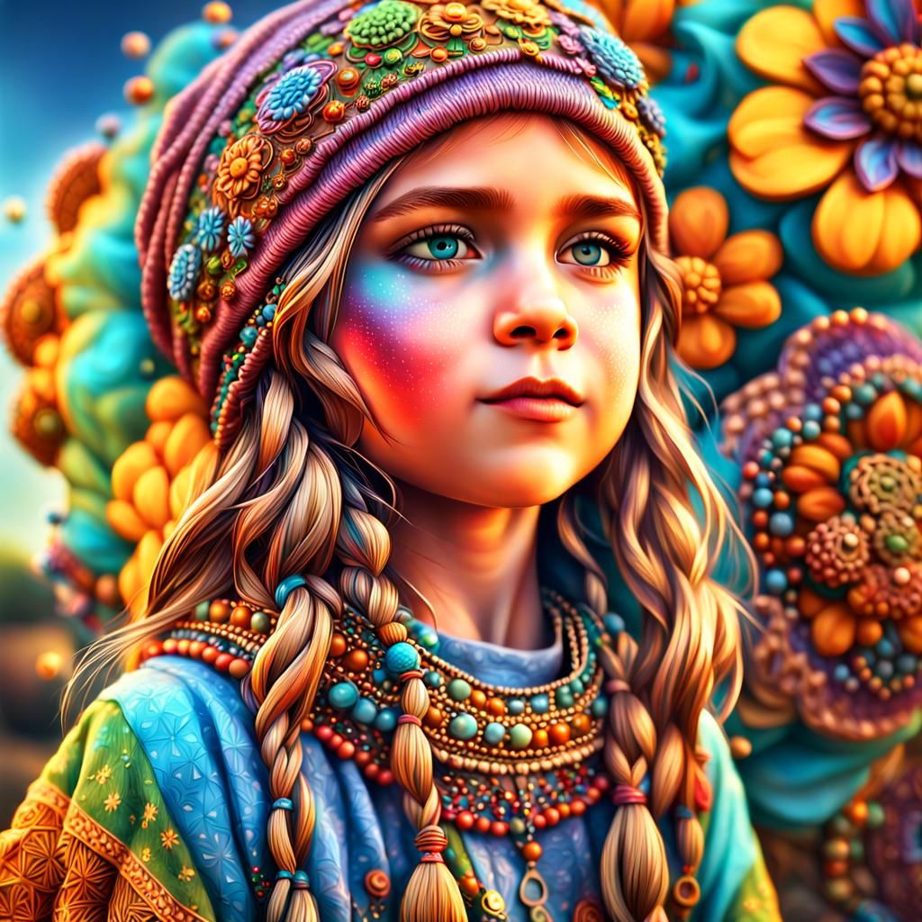 The adorable beautiful boho hippie girl - AI Generated Artwork - NightCafe Creator