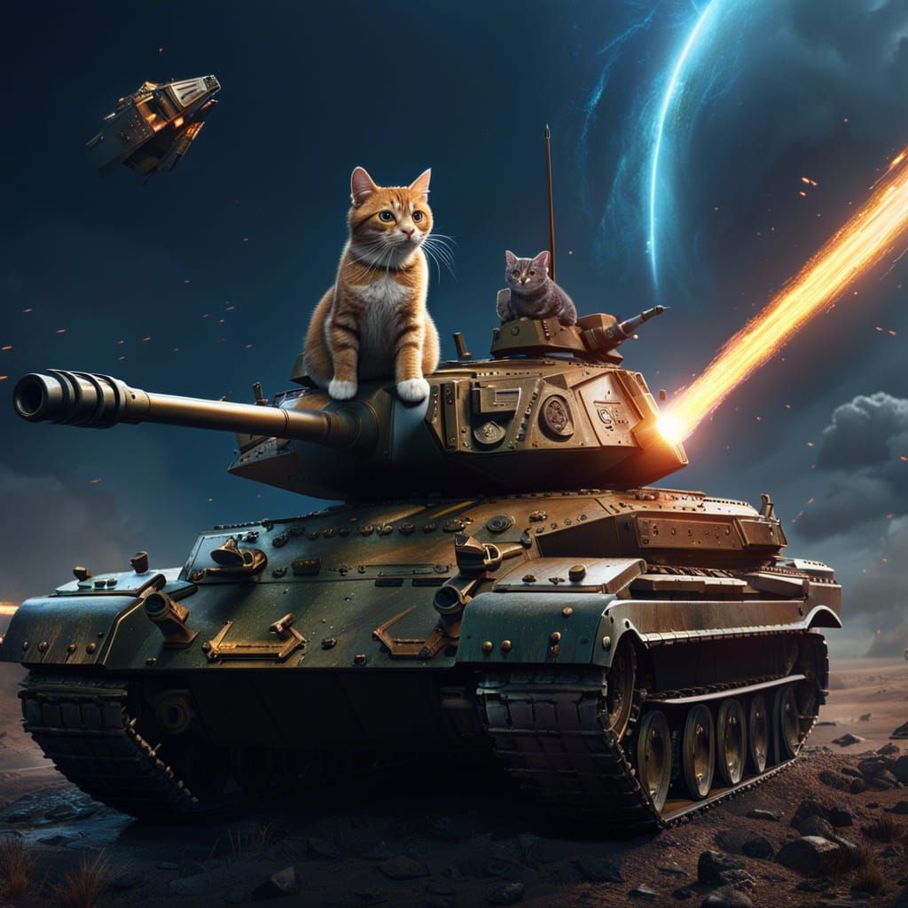 Cats riding a Tank - AI Generated Artwork - NightCafe Creator