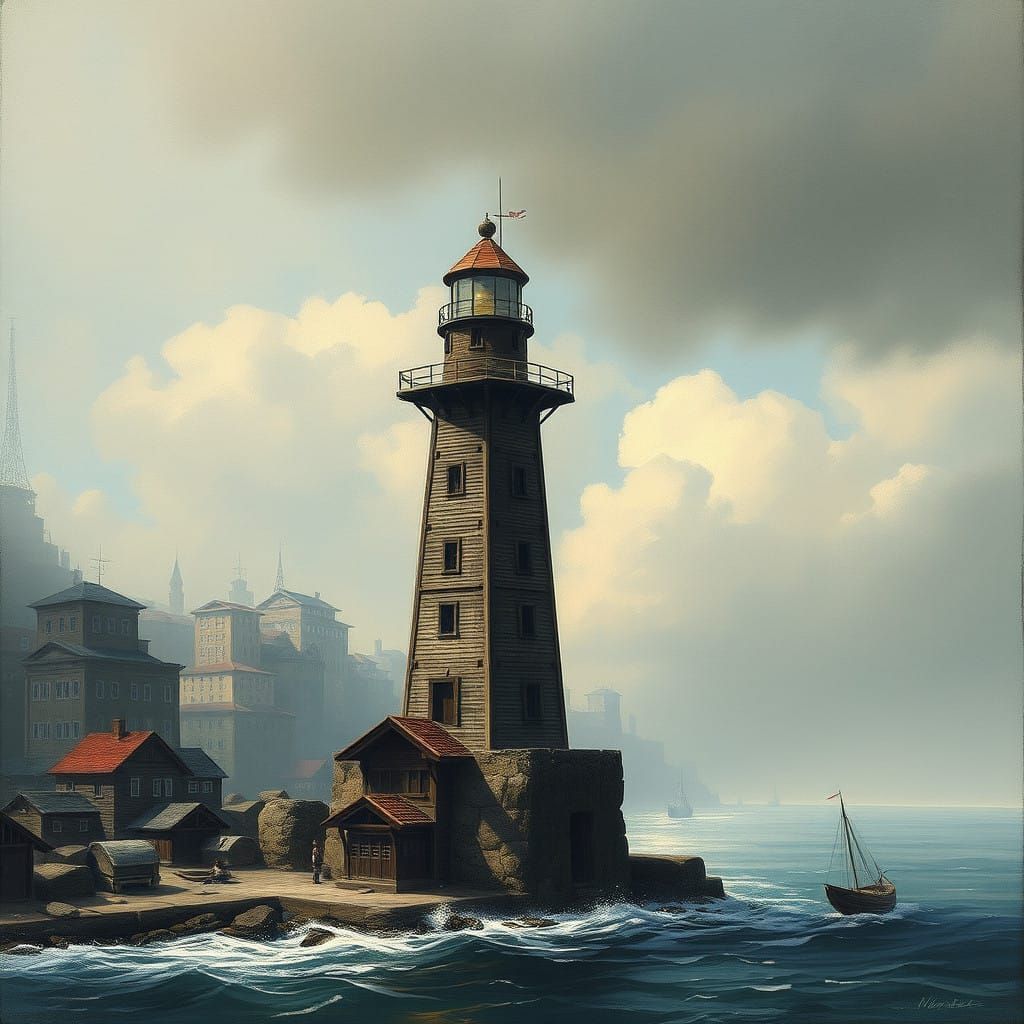 Empty Lighthouse - Small Wooden Lighthouse Combining Japanes...