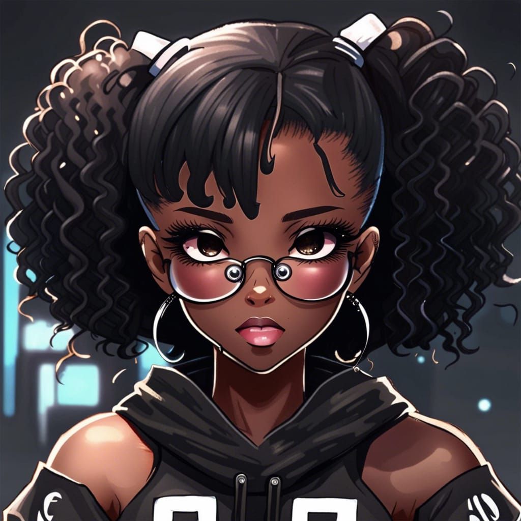 cute black manga baddie girl - AI Generated Artwork - NightCafe Creator