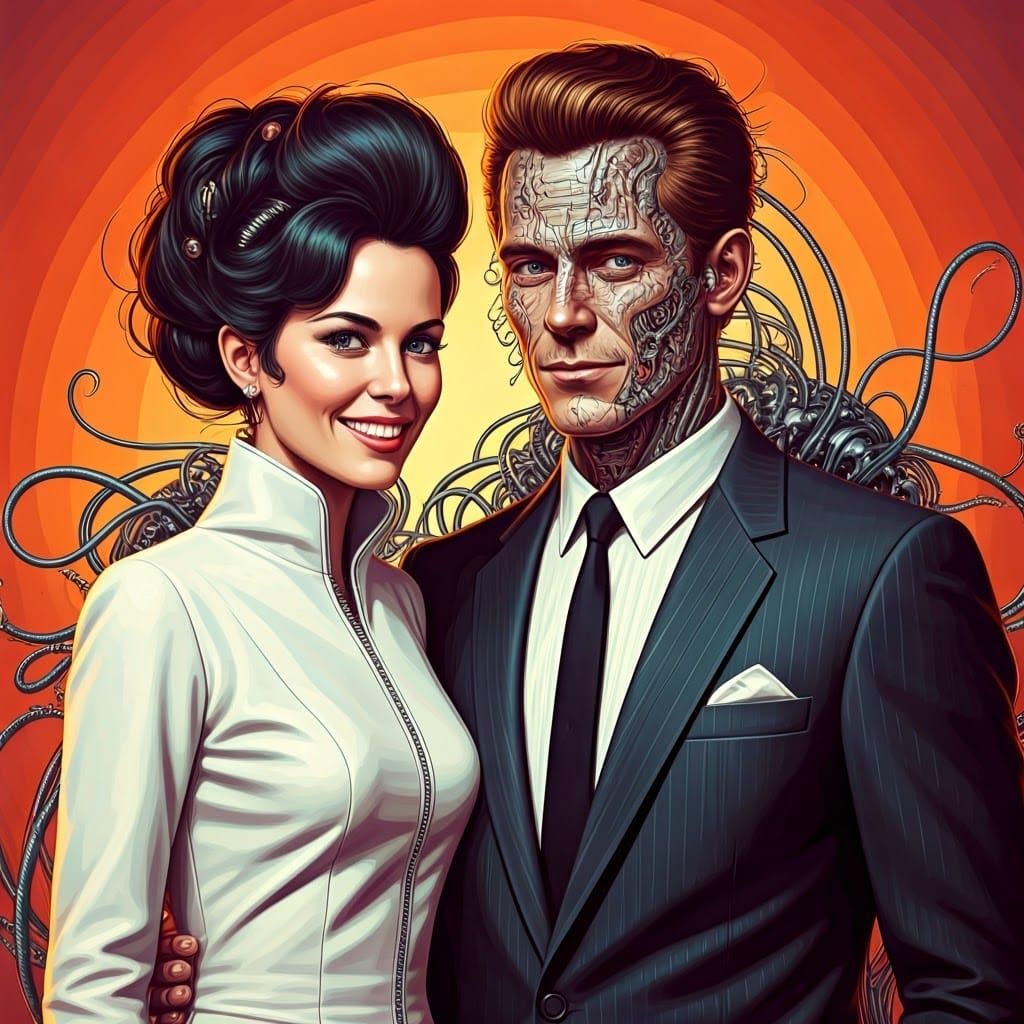 Futuristic Couple Reveal Cybernetic Selves in Mod ... - AI Art