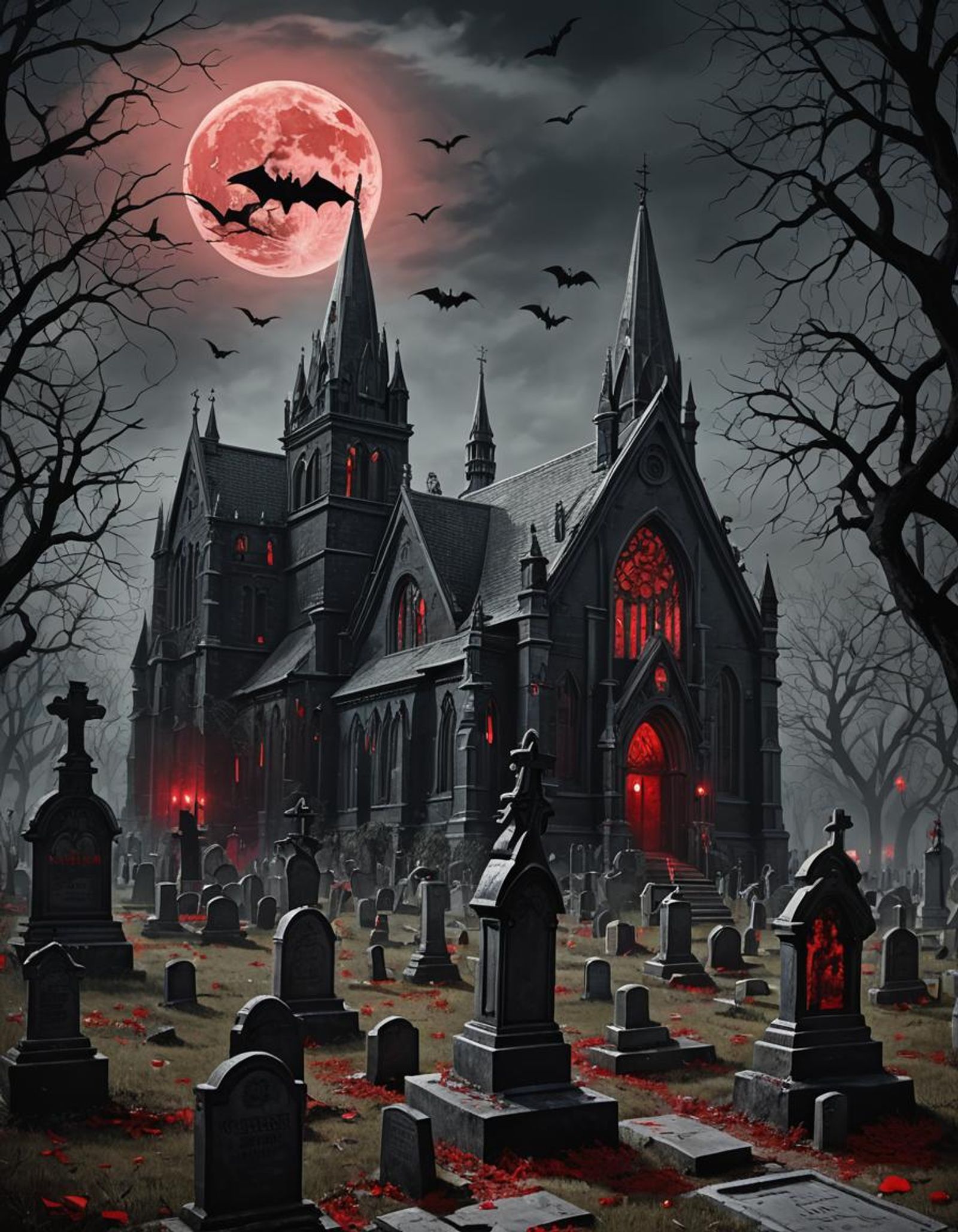 dark black and red victorian horror vampiric gothic bat bloody moon ...