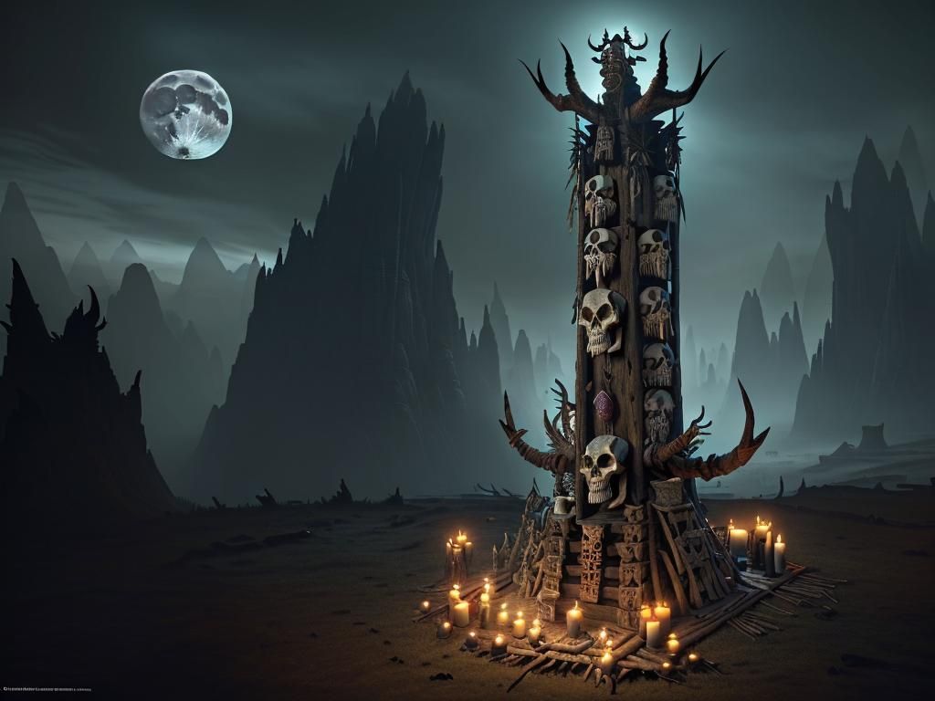DND scenario - Orc Worship Totem Pole - AI Generated Artwork ...