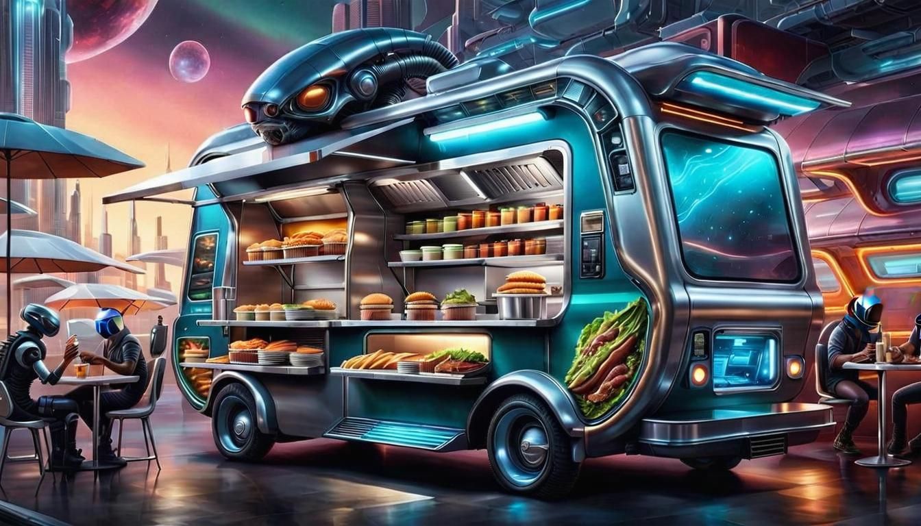 Alien Food Truck - AI Generated Artwork - NightCafe Creator