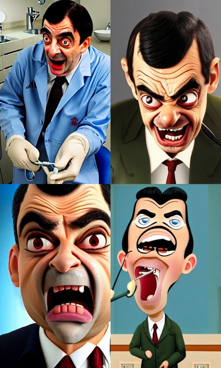 Angry Mr. Bean as a dentist - AI Generated Artwork - NightCafe Creator
