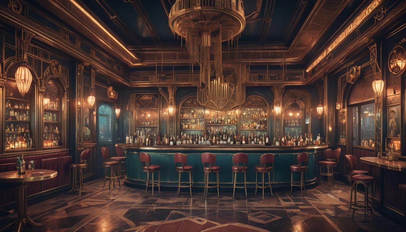 art deco 1920s creepy horror bar - AI Generated Artwork - NightCafe Creator