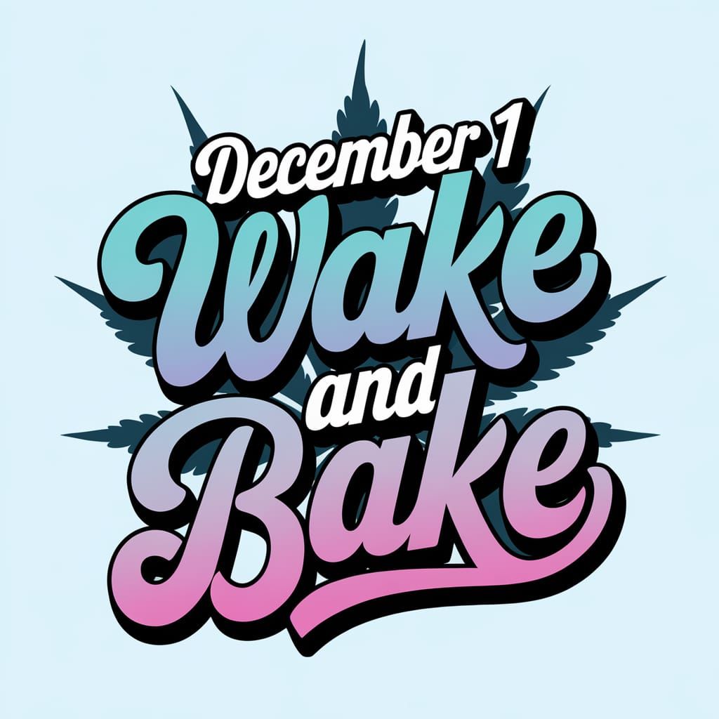 Bold Cursive Wallpaper with Cannabis Leaf and Blue... - AI Art