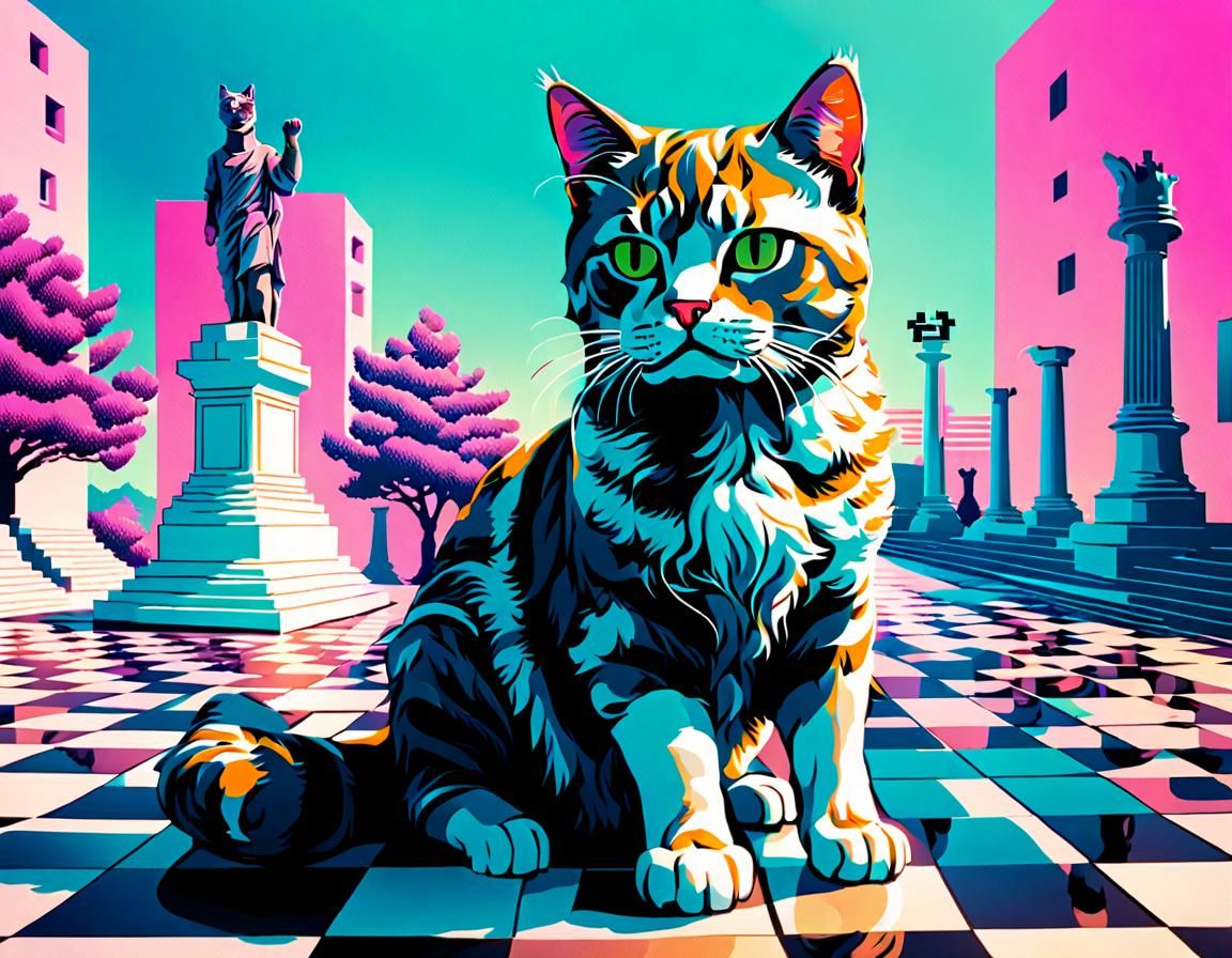 Vaporwave cat - AI Generated Artwork - NightCafe Creator