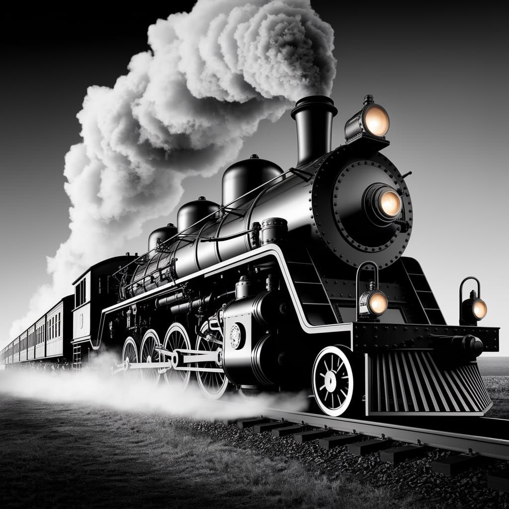 Ethereal Steam Locomotive in a Whimsical Dreamscap... - AI Art