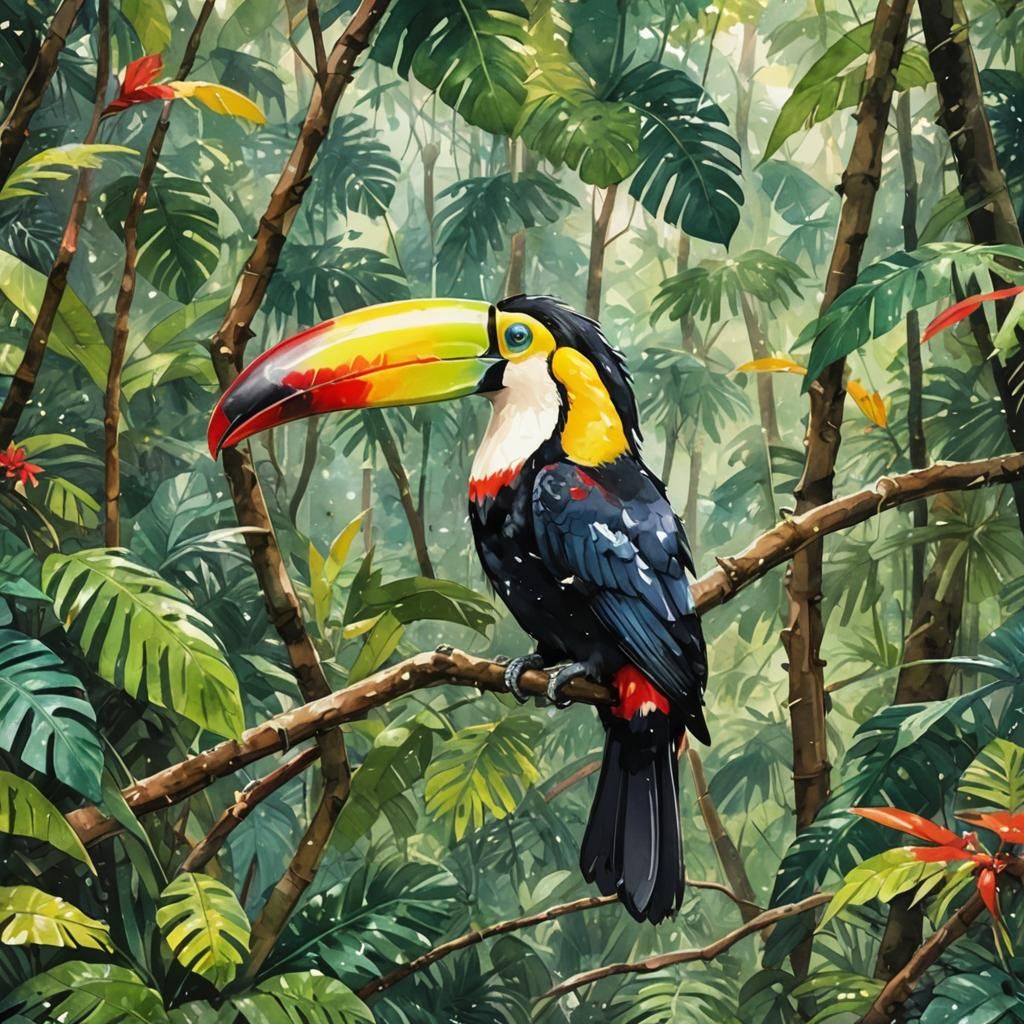 Toucan Watercolor - AI Generated Artwork - NightCafe Creator