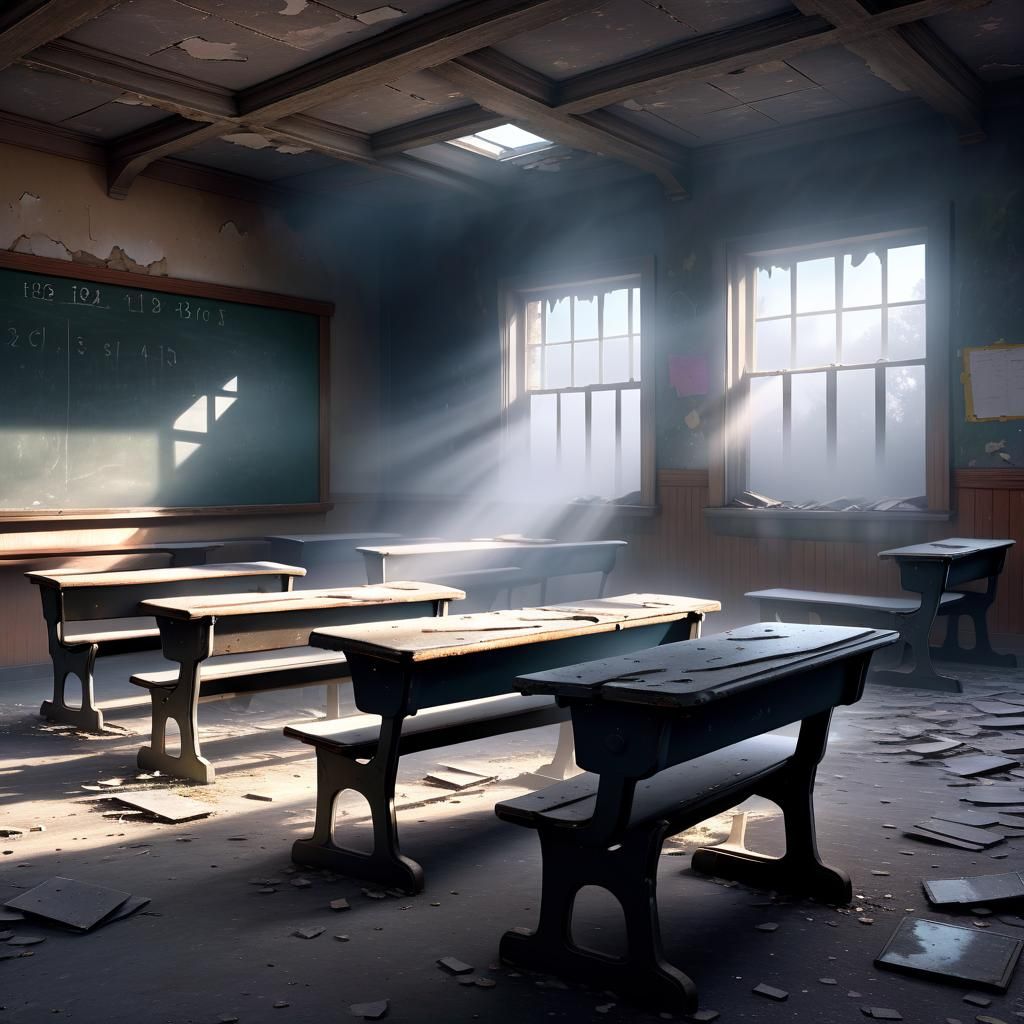 abandoned classroom - AI Generated Artwork - NightCafe Creator