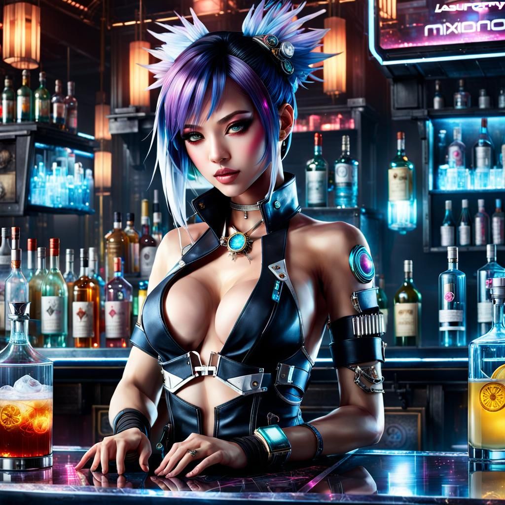 Cyberpunk Bartender - AI Generated Artwork - NightCafe Creator
