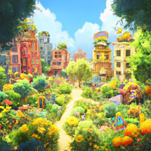 Whimsical Studio Ghibli-Inspired Village Scene wit... - AI Art