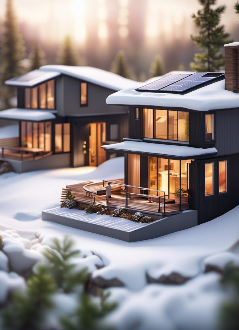 Solarpunk homes in winter - AI Generated Artwork - NightCafe Creator