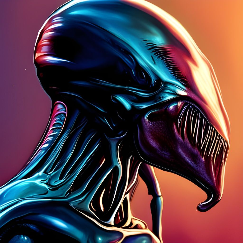 Xenomorph Alien Hyperrealistic, splash art, concept art, mid shot ...