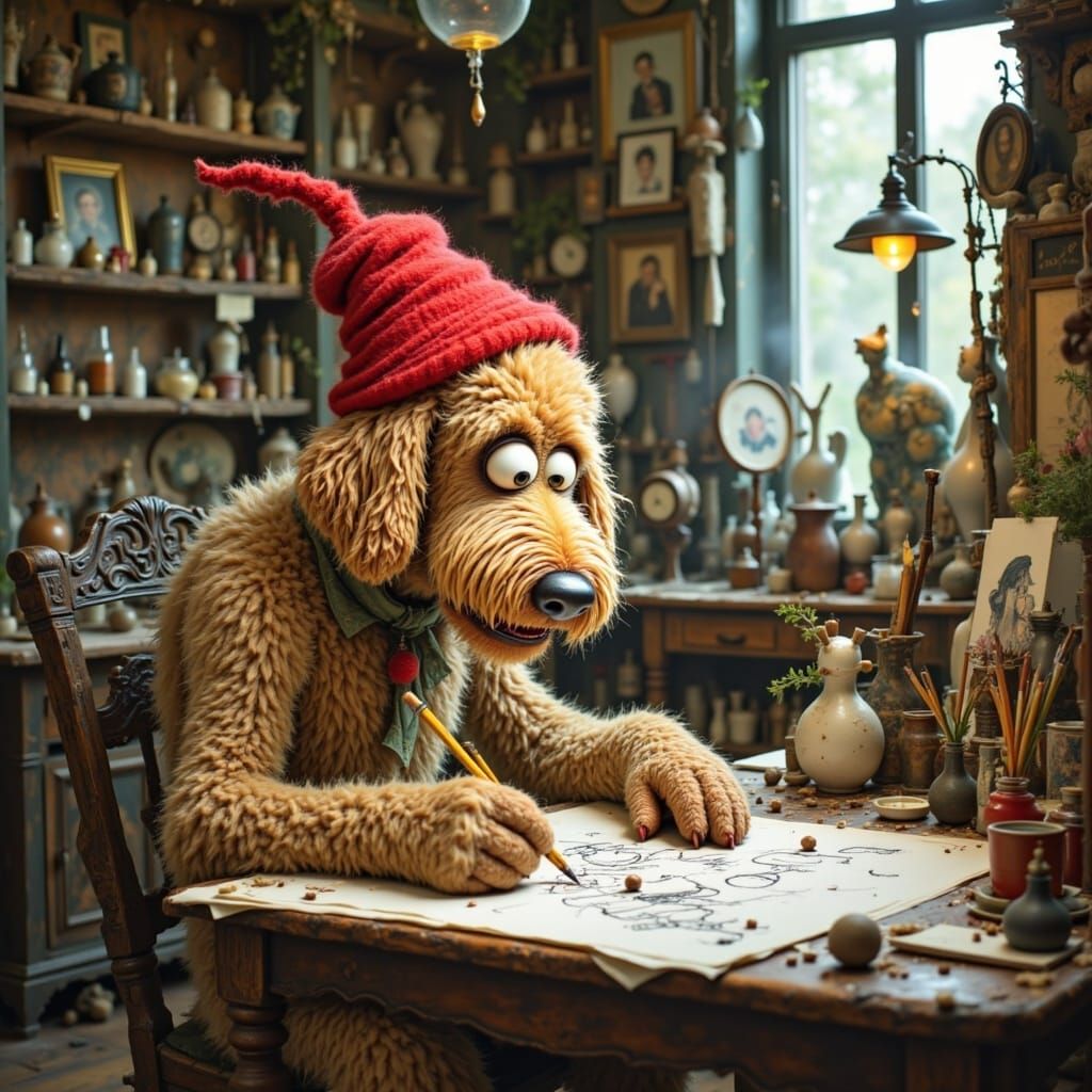 The Labra-doodler - Elongated Labradoodle Artist at Work in ...