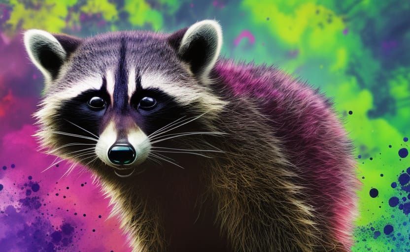 (Guardians of the Galaxy Raccoon with new gun) full body medium shot in ...