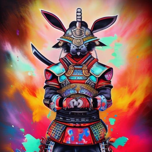nice samurai rabbit with ears tied l, sword and magnificent samurai ...