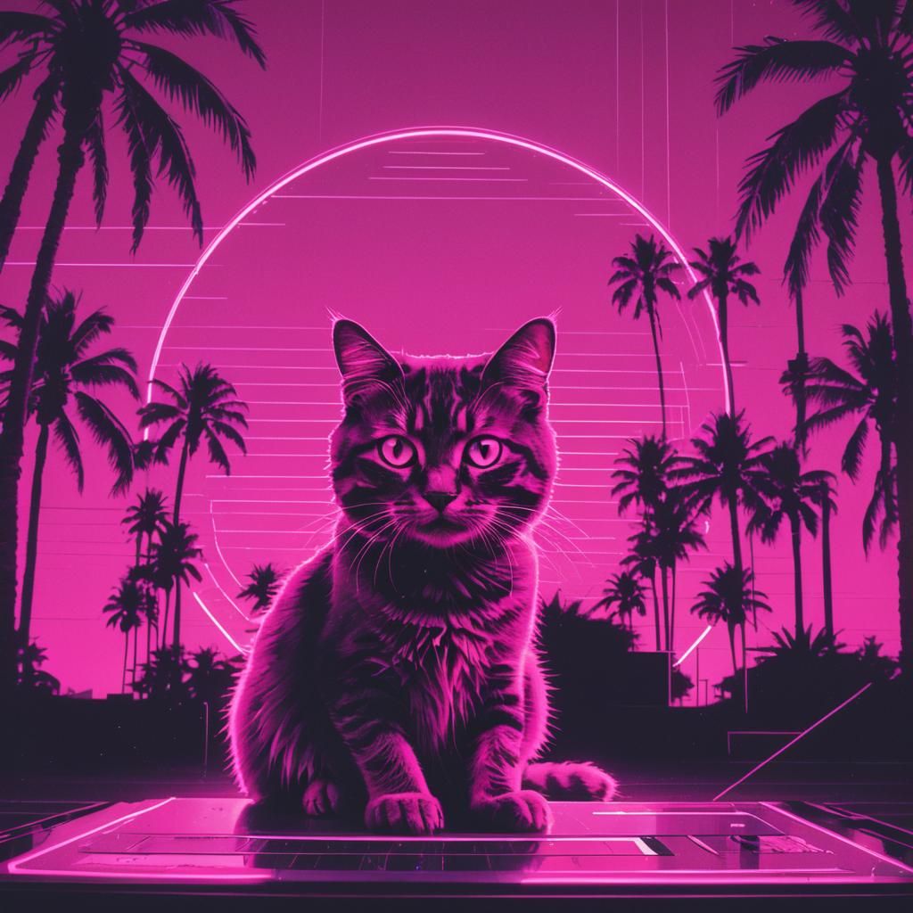 synthwave cat - AI Generated Artwork - NightCafe Creator