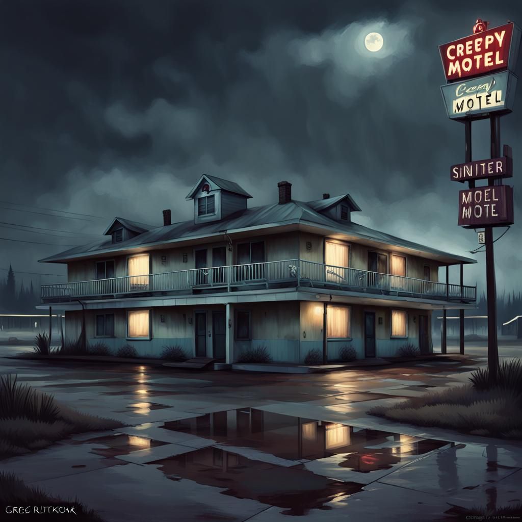 Creepy motel - AI Generated Artwork - NightCafe Creator