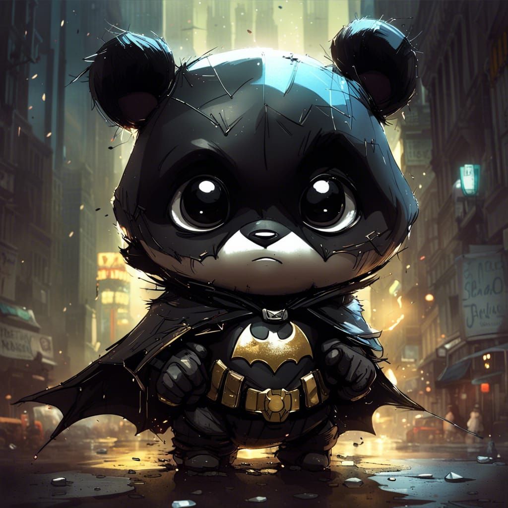adorable batman panda - AI Generated Artwork - NightCafe Creator