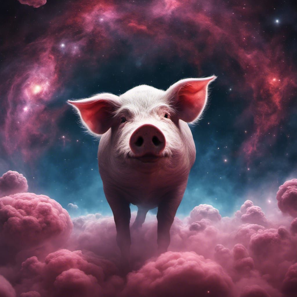 A pig floats serenely in a nebula - AI Generated Artwork - NightCafe ...