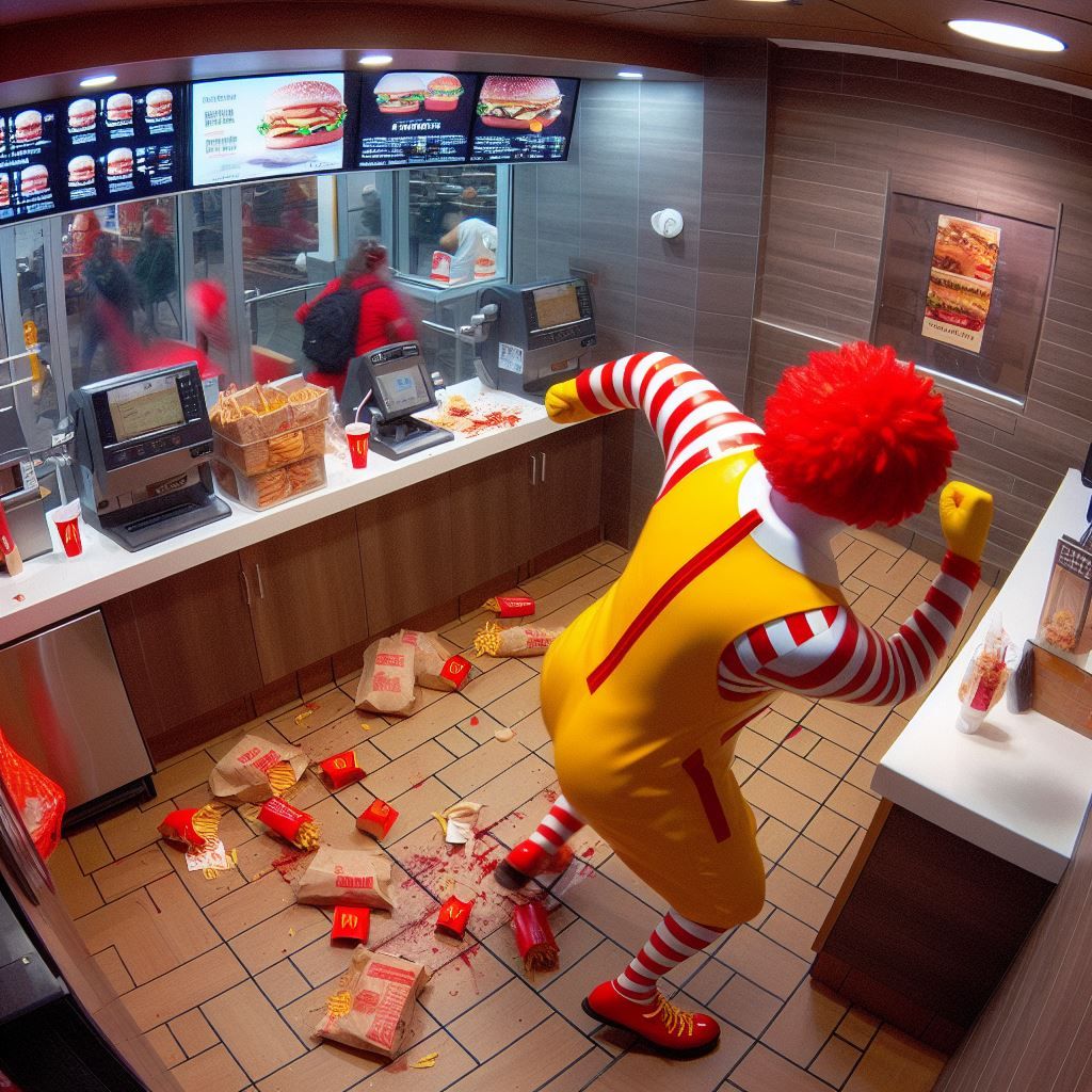 Ronald McDonald Trashing the Place - AI Generated Artwork - NightCafe ...
