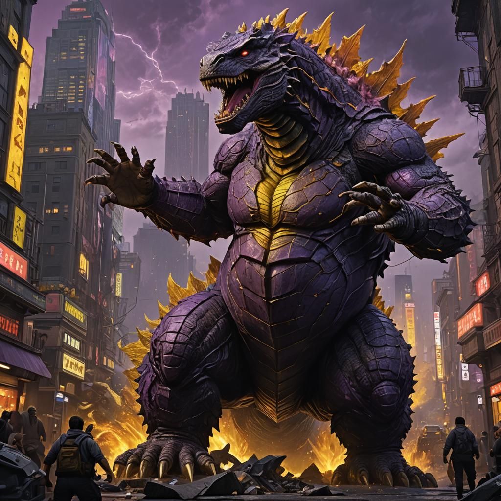 Barney and Godzilla hybrid - AI Generated Artwork - NightCafe Creator