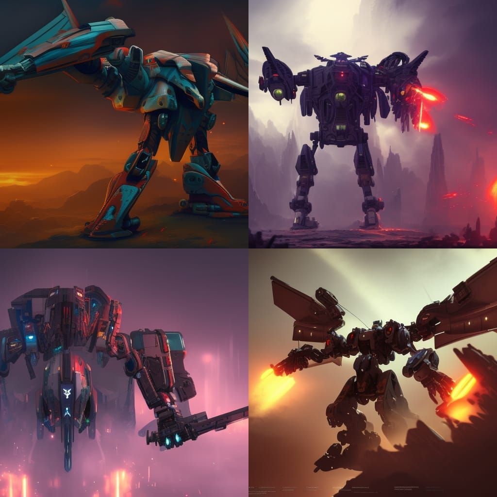 Fighter Mech with wings and a arm cannon, Dark Atmosphere, 8k - AI ...