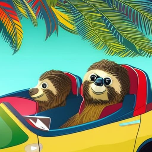 sloth driving an electric car quickly - AI Generated Artwork ...
