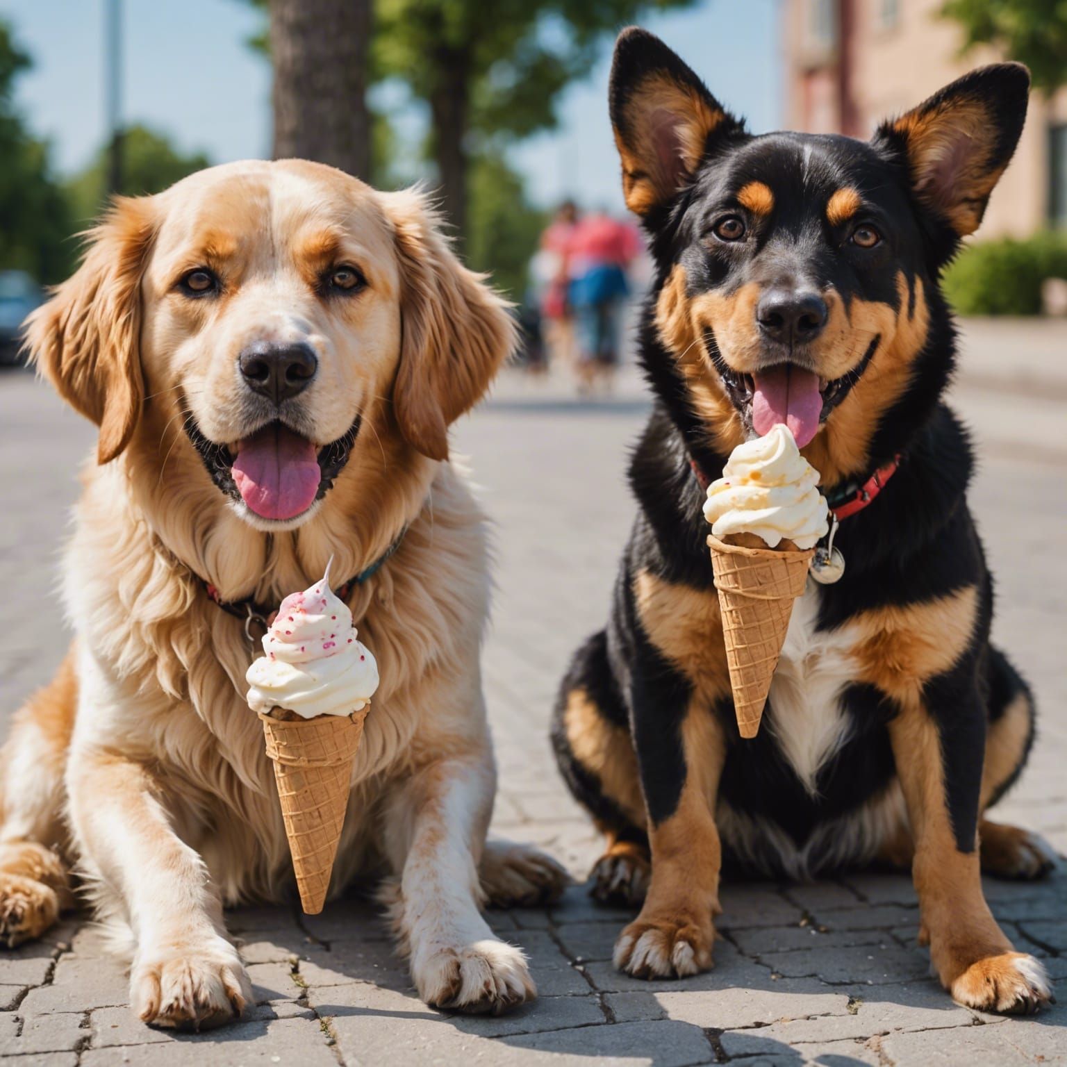 Dogs eating ice cream - AI Generated Artwork - NightCafe Creator