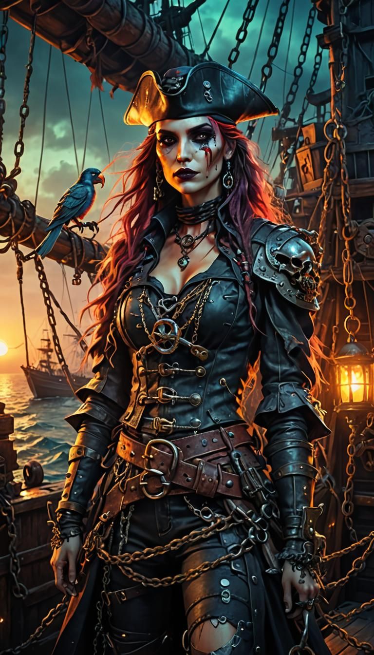 glowing neon pirate demonic - AI Generated Artwork - NightCafe Creator