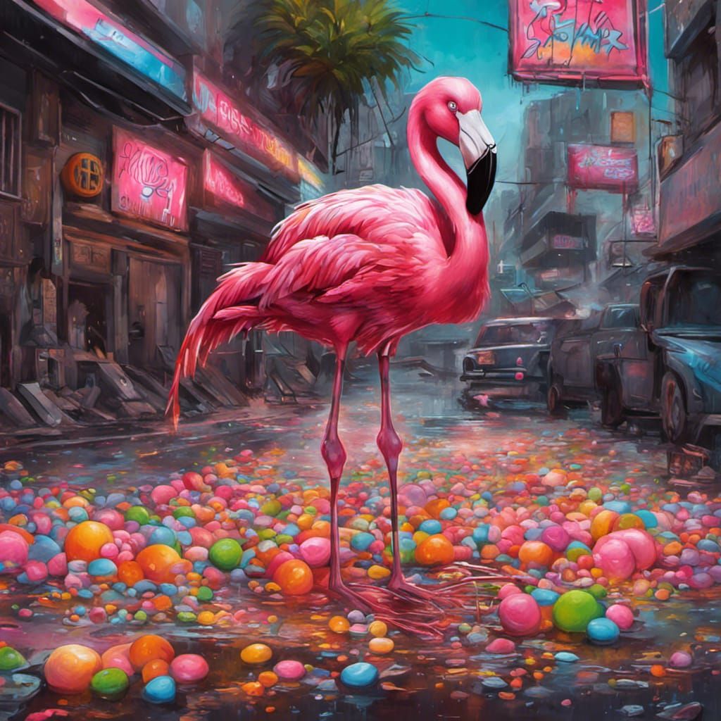 Flamingo in the City of Dreams : r/nightcafe