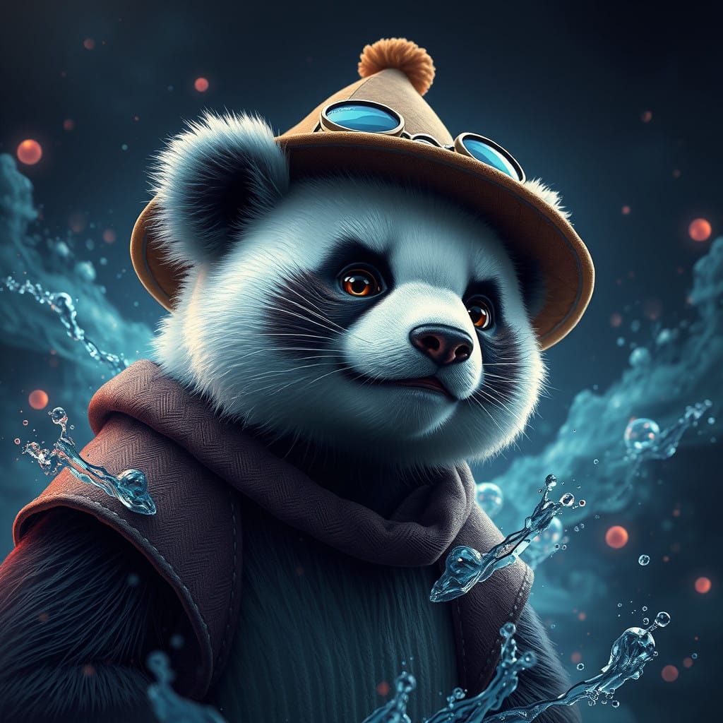 cute panda with cool hat - Magical Panda in Vibrant Fantasy ...