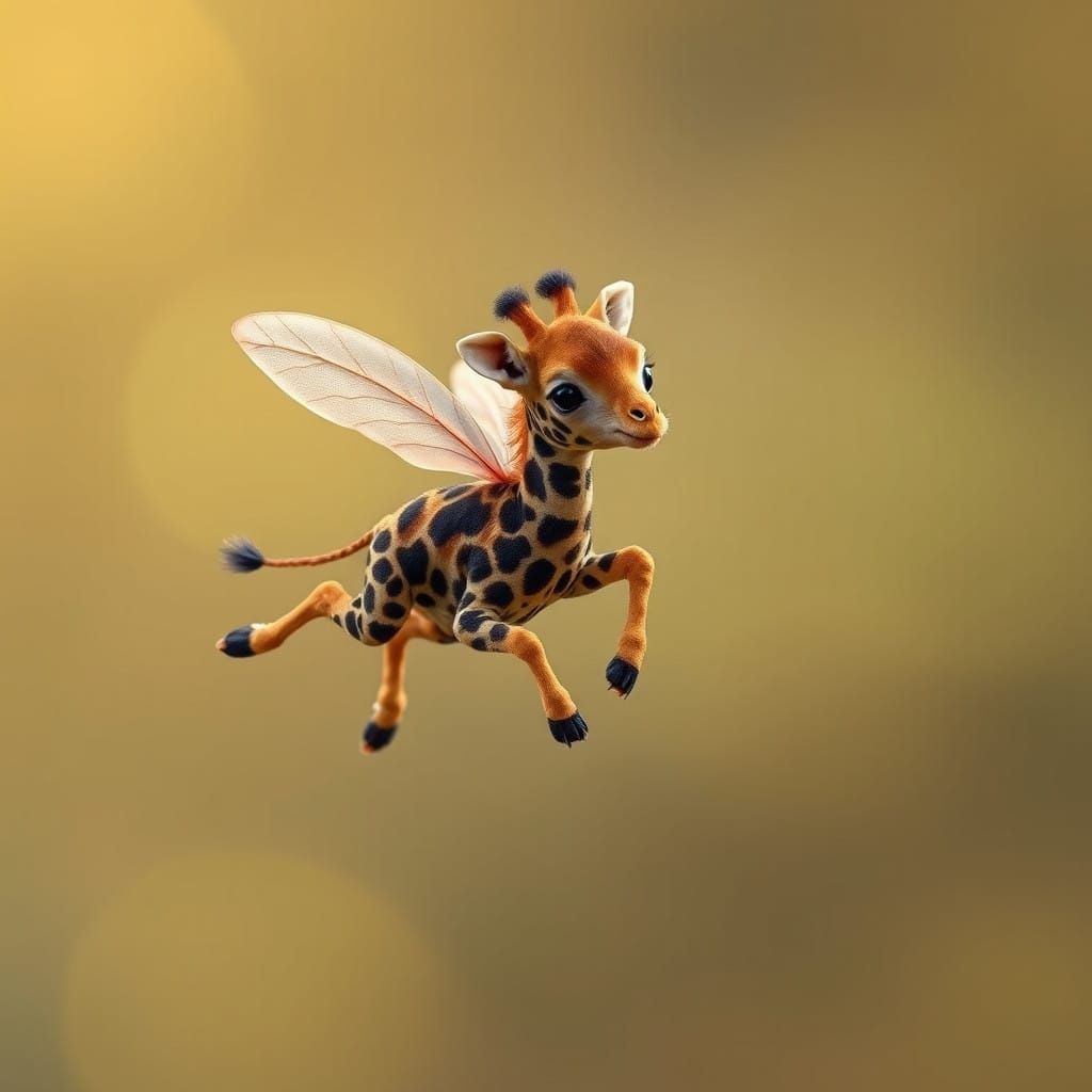 On a whim - Playful Baby Giraffe Soars with Ladybug-Inspired...