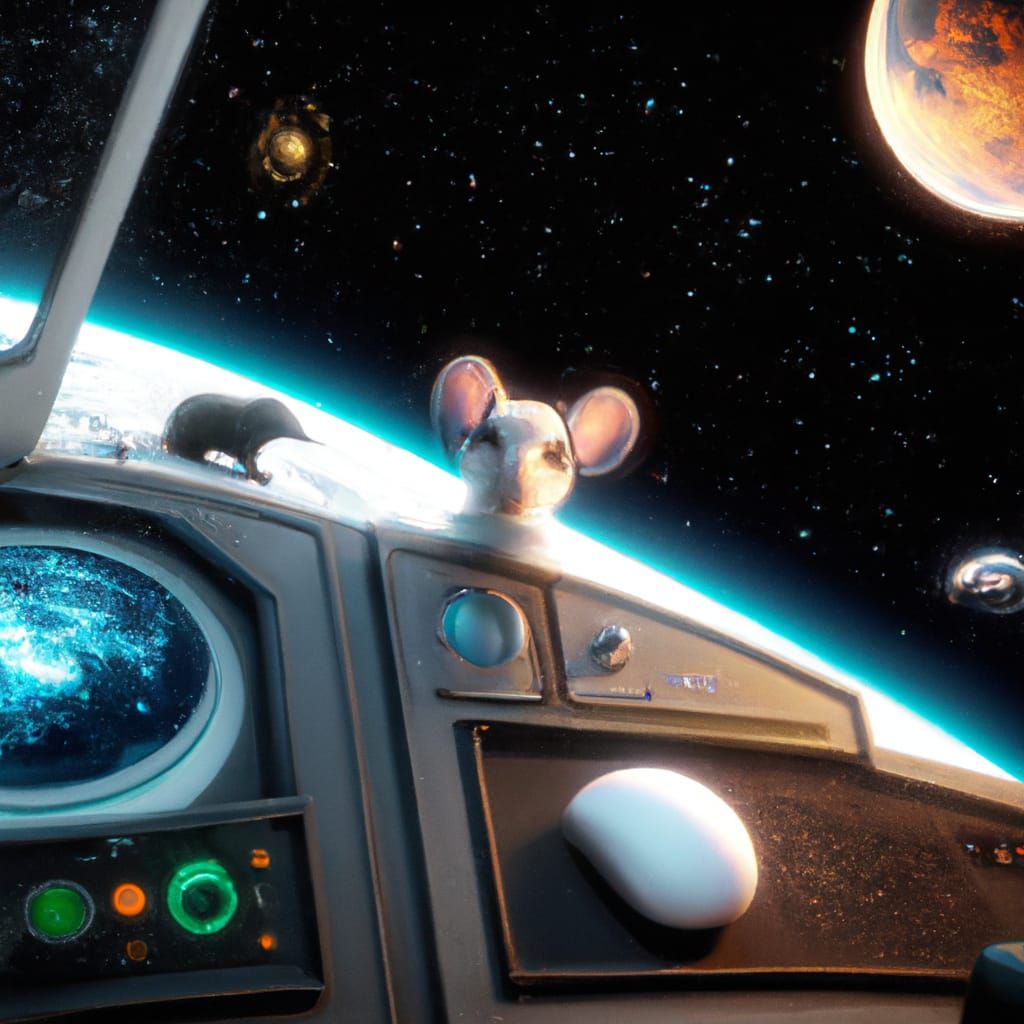 Photograph, Marco, aliens, mouse at the commands in the spaceship in ...